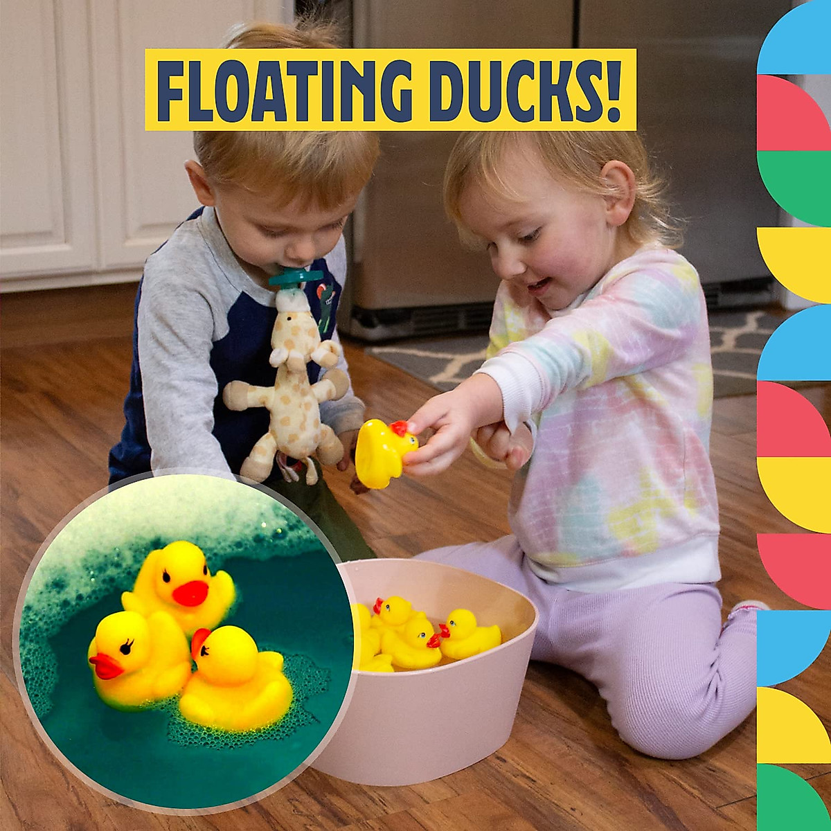 Dazzling Toys Mini Rubber Ducks Pack of 24 Ducky Floats Baby Kids Bath Toy Shower Birthday Party Favors (24)