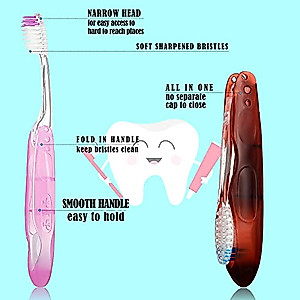 Travel Toothbrushes for Homeless Individually Wrapped Toothbrushes Folding Travel Toothbrush Potable Travel Size Soft Toothbrush for Travel Camping Toothbrush School, Home, Business Trip (6 Pieces)