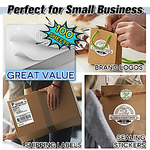 Koala 100 Sheets Sticker Paper Matte White, 8.5x11 Inch Printable Full Sheet Label Paper for Inkjet Printers