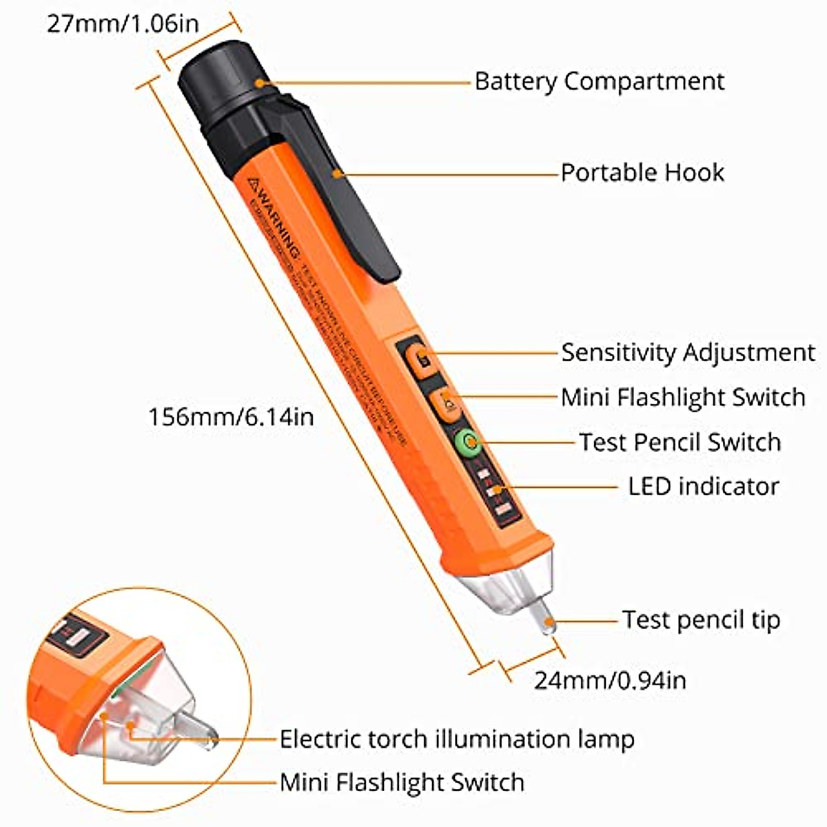 Neoteck Electrical Socket Voltage Tester Pen Kit Included Non-Contact 12-1000V AC Voltage Detector Pen and Receptacle Tester with AC Voltage Detector LED and Sound Alarm