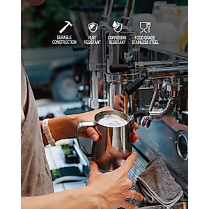 12 Ounces Stainless Steel Milk Frothing Pitcher, Measurements on Both Sides, Espresso Machine Accessories, Latte Art Cup with Insulated Handle, Creamer Pitcher for Single-Serve, No-drip or Spillage