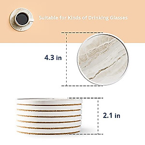 LIFVER Coasters for Drinks, Ceramic Absorbent Coaster for Coffee Table fits All Coffee Mugs Cups, House Warming Gift for New Home Decor Wedding Wooden Table Marble Stone Coaster Set of 6