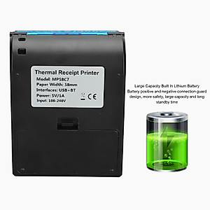 Marhynchus Pocket Inkless Thermal Printer Mini Portable Printer Fast Printing for Home or Office US Plug 100‑240V