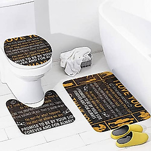 Zkswdez BASKETBALLTO My Wife I Love You 4pcs Shower Curtain Sets with Non Slip Rugs, Toilet Lid Cover and Bath Mat, Shower Curtain with 12 Hooks for Bathroom