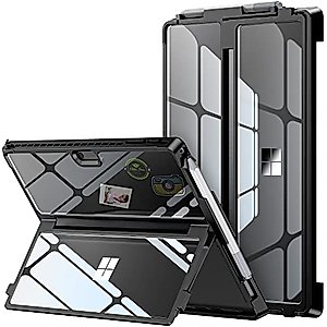 INFILAND Surface Pro 7 Plus Case, Crystal Clear Multi-Angle Shockproof Case Compatible with Microsoft Surface Pro 7+/ Surface Pro 7/ Surface Pro 6/ Surface Pro 5/ Surface Pro 4 12.3" Tablet, Black
