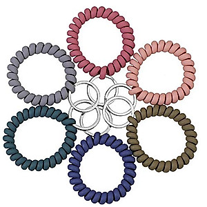 LGEGE 6PCS Stretchable Wristband Wristlet Keychain Wrist Key Chain Wristlet,Spring Flexible Spiral Wrist Coil ​Wrist band Bracelet Key Holder Key Ring for Sauna Gym Pool ID Badge and Outdoor Sports