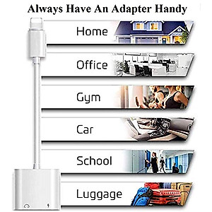 [Apple MFi Certified] iPhone Headphones Adapter & Splitter, 2 in 1 Dual Lightning Charger Cable Aux Audio Adapter Converter for iPhone 12/11/XS/XR/X/8/7/6/iPad, Support Calling+Charging+Music Control