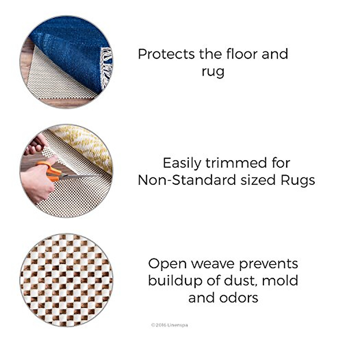 Linenspa Ultra Grip Non Slip Rug Pad - Heavy Duty Area Rug Gripper for Any Floor Surface - 4 x 6 Feet