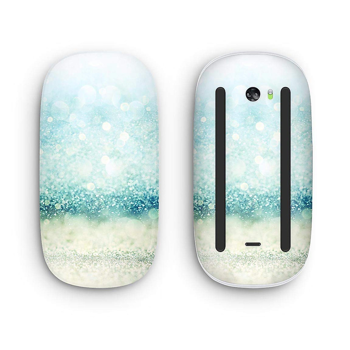 Design Skinz Teal and Aqua Unfocused Sparkling Orbs Vinyl Decal Compatible with The Apple Magic Mouse 2 (Wireless, Rechargable) with Multi-Touch Surface