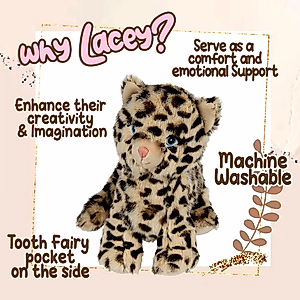 Maison Chic Tooth Fairy Lacey Leopard Tooth Fairy Pillow for Girls w/Book Tooth Pillow for Tooth Fairy Girls Tooth Fairy Gifts for Girls Tooth Fairy Doll