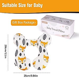 KAKIBLIN Baby Neck Pillow, Upgraded Baby Support Pillow for Head and Neck, Baby Head Pillow Baby Neck Pillow for Car Seat,Pushchair,Travel(Yellow Fox)