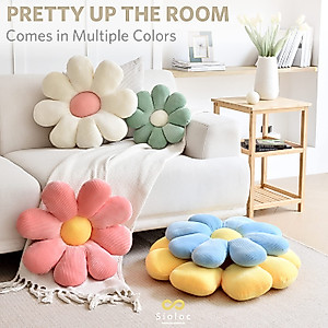 Sioloc Flower Shaped Throw Pillow Butt Cushion, Floor Pillow,Seating Cushion,Cute Room Decor & Plush Pillow for Bedroom Sofa Chair(White,15.7'')