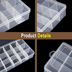 EATHEATY 6 Pack 18 Grids Clear Organizer Box with Adjustable Dividers, Compartment Storage Container Tackle Box for Beads Organizer Art DIY Fishing Tackles Jewelry Craft