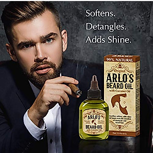 Arlo's Pro Growth Beard Oil - Sandalwood Leather Scent 2.5 oz. - Promotes Beard Hair Growth