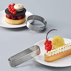 Nebel 10Pcs Circular Tart Rings with Holes, Perforated Tart Rings for Baking, Steel Fruit Pie Quiches Cake Mousse Kitchen Baking Mould 8cm