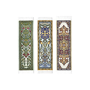 Oriental Carpet Bookmarks Red Kayseri - Authentic Woven Carpet - RUG BOOKMARKS - Beautiful, Elegant, Woven Cloth Bookmarks! Best Gifts for Men Women Adults Teens Teachers & Librarians!