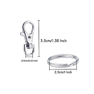 60 Pcs Premium Swivel Lanyard Snap Hook with Key Rings, Metal Lobster Clasp Keychain Hooks for Lanyard Crafting