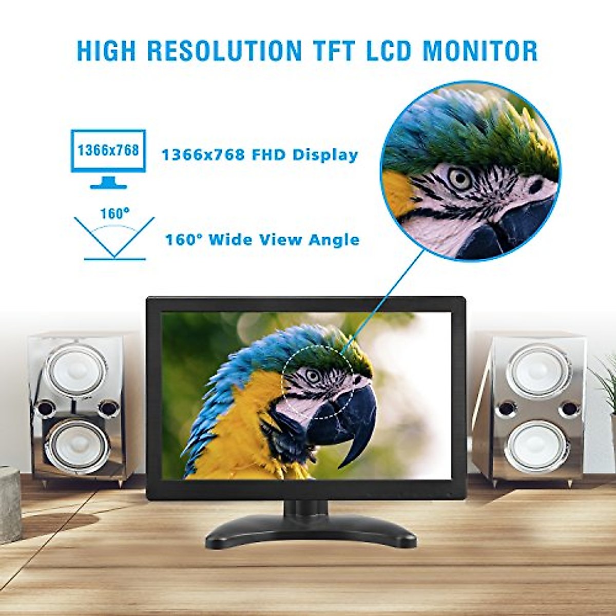 Topiacam 12 Inch Small HDMI Monitor, 1366x768 Portable Mini Computer Monitor Security Camera Monitor Screen LCD Display w/Speaker, HDMI VGA AV Port for PC Security CCTV System Raspberry Pi