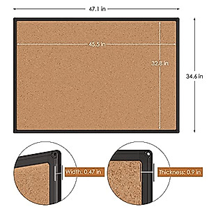 Board2by Cork Board Bulletin Board 48 x 36, Black Aluminium Framed 4x3 Corkboard, Office Board for Wall Cork, Large Wall Mounted Notice Pin Board with 18 Push Pins for School, Home & Office