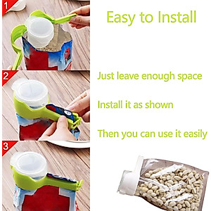 PodaFu 4PCS Bag Clips with Pour Spout, Sealing Clips with Pouring Spouts, Great for Organizing and Storing Food in the Kitchen (4 Colors)