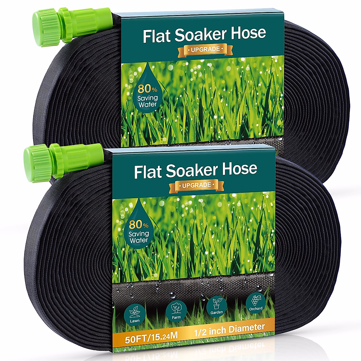Soaker Hose - Flat Soaker Hose 100FT for Garden Beds, Water Garden Soaker Hose Linkable Consistent Drip Irrigation Hose Save 83% Water