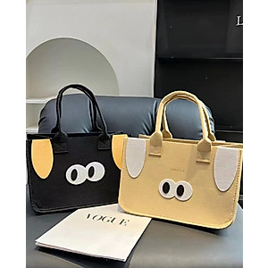 Achard Large Felt Tote Bag, Reusable Grocery Bags Collapsible Utility Tote for Food Containers,Groceries, Picnic,Beach, Pool,Travel (Beige)