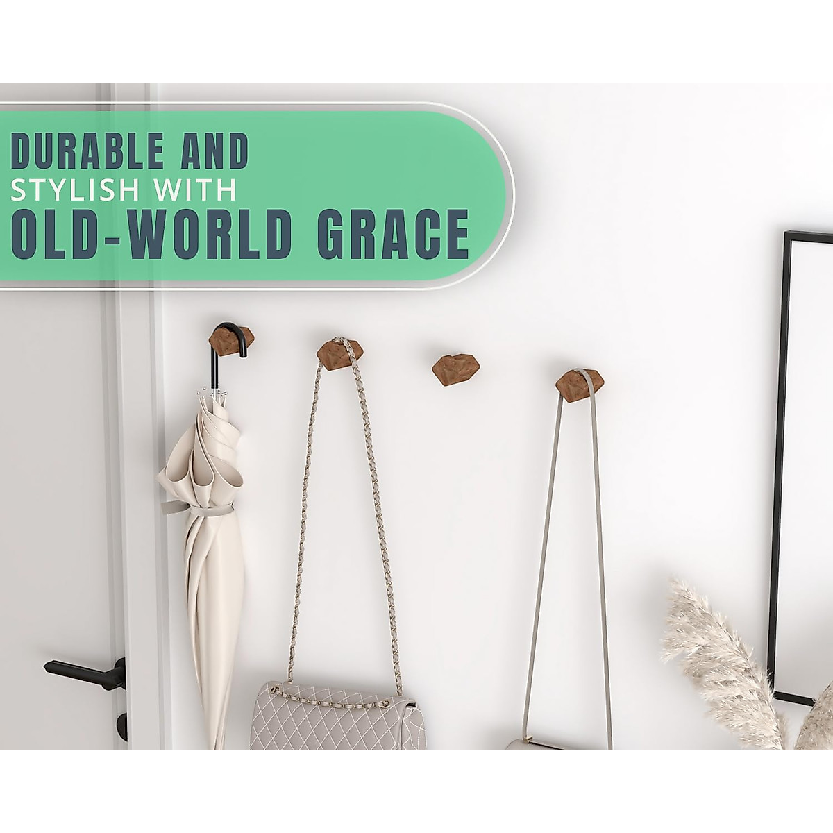 Acacia Wood Hooks, Natural Oval Hangers for Keys, Towels, Accessories – Functional Entryway, Bathroom Organizer – Sleek Wall Decor, Space-Saving Design – Perfect for Small Spaces, Modern Homes