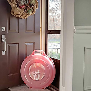 HOMZ Set of 3 Holiday Wreath Plastic Storage Containers, Holds Up to 24” Diameter, Secure Latching Lid and Easy Grip Handle, Stackable and Nestable, Red/Clear