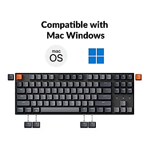 Keychron K8 Tenkeyless Wireless Mechanical Keyboard for Mac, White Backlight, Bluetooth, Multitasking, Type-C Wired Gaming Keyboard for Windows with Gateron G Pro Blue Switch