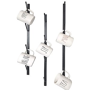 Claimed Corner Metal Coffee Mug Rack - Vertical Narrow Wall Mounted Storage Display Organizer Hooks for Coffee Mugs, Tea Cups, Mason Jars, and More. (3 Pack)