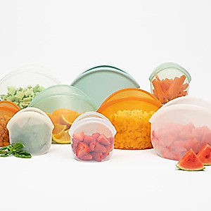 Food Huggers Kitchen Must-haves ECO-PRO 12 Pieces - Food Huggers Sage Green (Set of 5) + Avocado Hugger (Set of 2) + Food Huggers Silicone Storage Bags (2 pieces) + Food Huggers Bowl Lids (Set of 3)