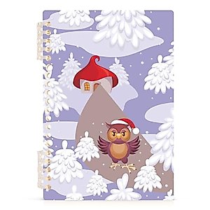 SPRIPORT Christmas Winter Owls Spiral Journal Notebook for Women Men A5 Memo Notepad Sketchbook with Durable Hardcover & 60 Pages Writing Journal for Journaling Notes Study School Work Boys Grils