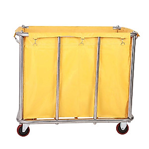 Graywlof Commercial Large Stainless Steel Laundry Cart with Wheels - Heavy Duty Rolling Laundry Cart for Industrial/Home，11.35 Bushel,35.4" Lx25.6 Wx31.5 H