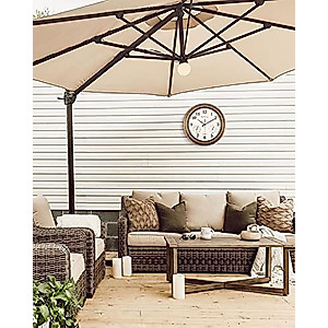 SkyNature Outdoor Clocks Waterproof, Large Outdoor Clock and Thermometer, Silent Wall Clocks Battery Operated, 18 Inch Decorative Rustic Farmhouse Wall Clock for Patio - Bronze