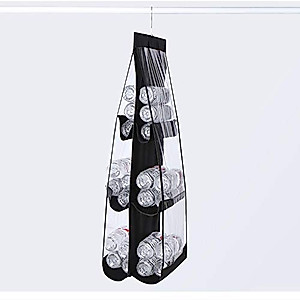 inheming Hanging Purse Handbag Organizer, Dust-Proof Space Saver Storage Holder Bag, 6 Pockets Wardrobe Closet Handbags Storage(Black)