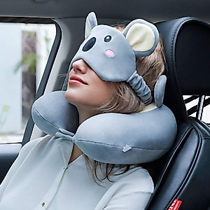 Travel Pillow, Memory Foam Neck Pillow with 360-Degree Head Support Comfortable Airplane Pillow with Storage Bag Lightweight Traveling Pillow for Sleeping, Car, Train, Bus and Home Use (Koala)
