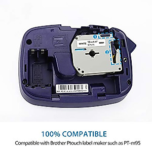 P-Touch M Tape M231 MK231 M-K231 Label Tape Cartridge Compatible with Brother P Touch Label Maker PT-M95 PT-90 PT-70BM PT-65 PT-85 PT-70,PT-70SR Black on White 0.47 Inch x 26.2 Feet(12mm x 8m) 4-Pack