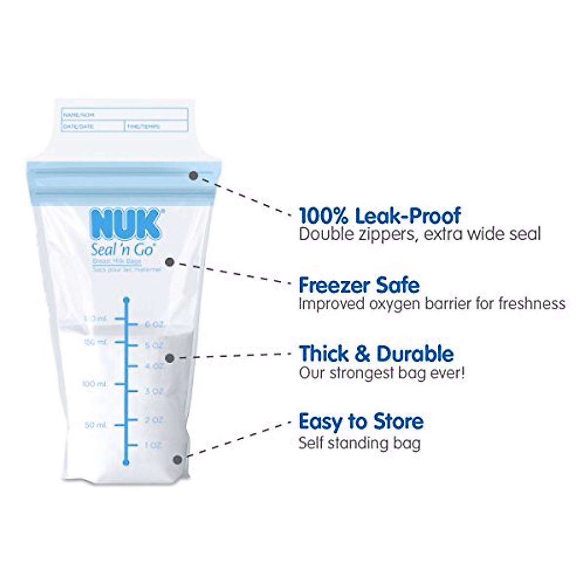 NUK Seal N Go Breast Milk Bags, 200 Count