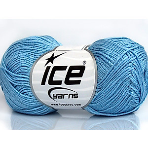 Lot of 6 Skeins Ice Yarns Cecilia Cotton (100% Mercerised Cotton) Yarn Baby Blue