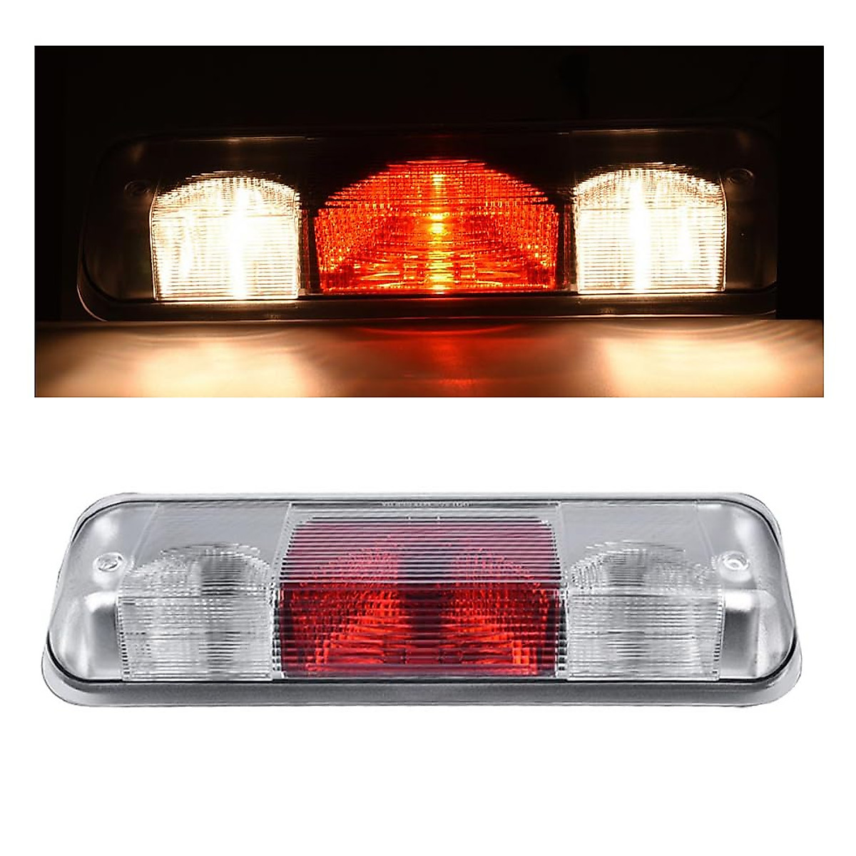 GRAND ORANGE Third Brake Light Compatible with Ford F150 2004 2005 2006 2007 2008 3rd Brake Tail Light Assembly Cargo Light Halogen