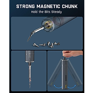 Fanttik S1 Ace 3.7V Cordless Screwdriver, Electric Screwdriver Kit with EVA Storage Bag, 3 Torque Settings, Max 6 N.m, 2000mAh Battery, LED Light, 1/4''Hex, Repair Tool for Furniture/AC/Desktop