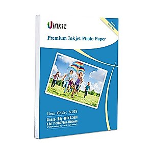 Uinkit 100 Sheets Inkjet Photo Paper Glossy 8.5x11 49lb 180Gsm Professional Photographic Paper Letter Size 8.5mil Instant Dry Suitable for All Ink Printers