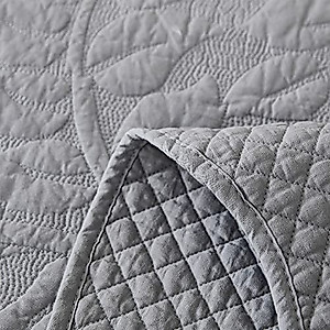 MarCielo 3-Piece 100% Cotton Oversized Bedspread Set Coverlet Set Lightweight Quilt Set Embroidery Farmhouse Bedding Set (Noble Grey, Queen (100"x106"))