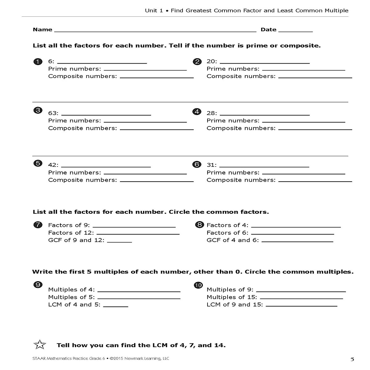 Staar Mathematics Practice Grade 6 II Teacher Resource