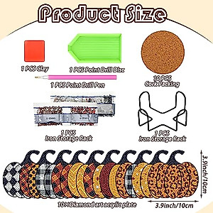 10 Pcs Christmas Ball Diamond Art Coasters DIY Christmas Diamond Painting Coasters 5d Red Green Blue Elk, Snowflake Art Kit for Beginner Adult (Assorted Style)