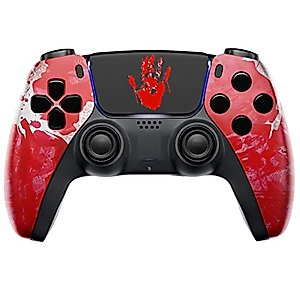 Custom Wireless UN-MODDED PRO Controller compatible with PS5 Exclusive Unique Design (Bloody Hands)