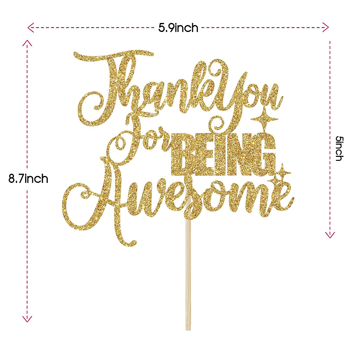 Thank You for Being Awesome Cake Topper, Farewell Cake Decorations, Graduation/Friendship/Going Away/Retirement Party Decorations, Gold Glitter