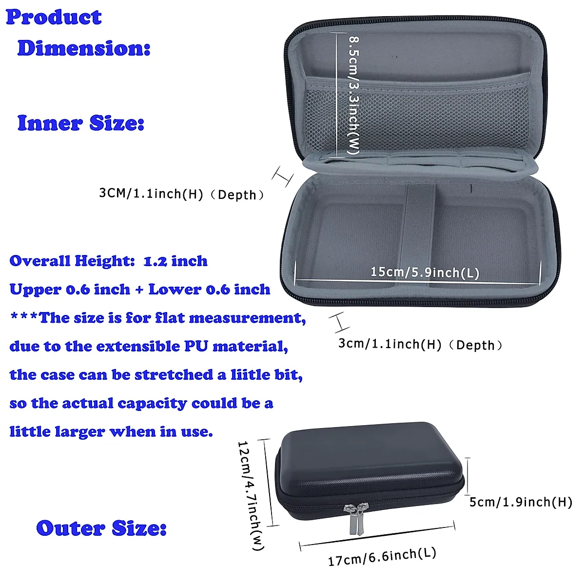 Wolfteeth 6.7" Smell Proof Travel Case, External Hard Drive Carrier, Portable Memory Card Storage Holder, Black (Empty)