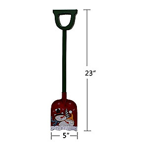 Kilipes Snow Shovel Decor Christmas Decoration, 23 X 5 Inch Small Garden Shovel with Metal Scoop and Wood D Handle Mini Shovel for Kids with Rustic Snowman Pattern (Snowman)