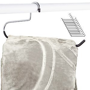 Blanket Hangers (12 Pack) - Stainless Steel Quilt Hangers with Vinyl Non-Slip Coating - Holds Up to 40 Lbs - Heavy Duty Hangers for Closet Storage, Comforters, Bedding, Towels, Rugs - Stock Your Home